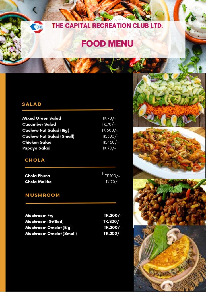 Food Menu – The Capital Recreation Club LTD.